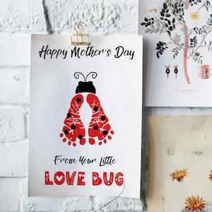 Mother's Day Footprint Art, Little Love Bug Craft, Happy Mothers Day ...