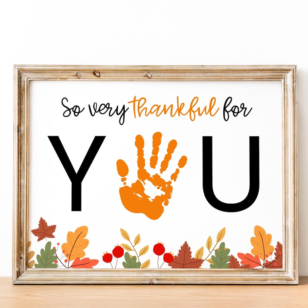 Thanksgiving Handprint Craft, Thankful for You, Printable Thanksgiving ...