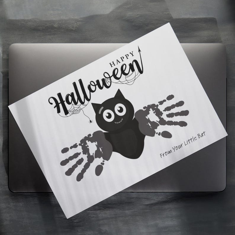 Halloween Bat Handprint Craft, Printable Halloween Activity, Daycare ...