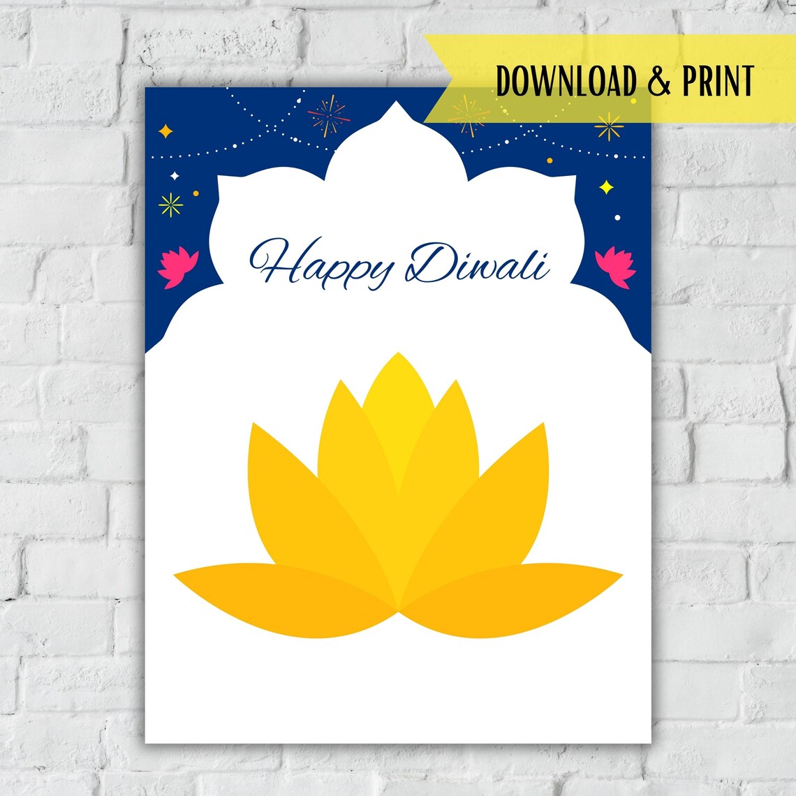 Happy Diwali Handprint Art for Kids, Printable Diwali Activity ...