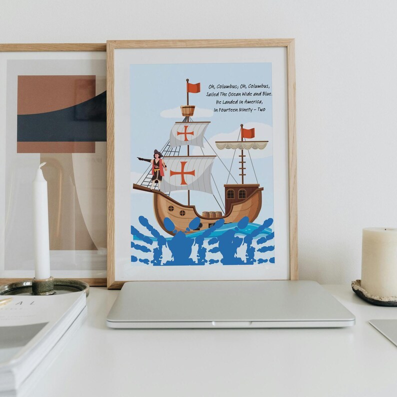 Columbus Day Handprint Set, Printable Christopher Columbus Craft, USA ...