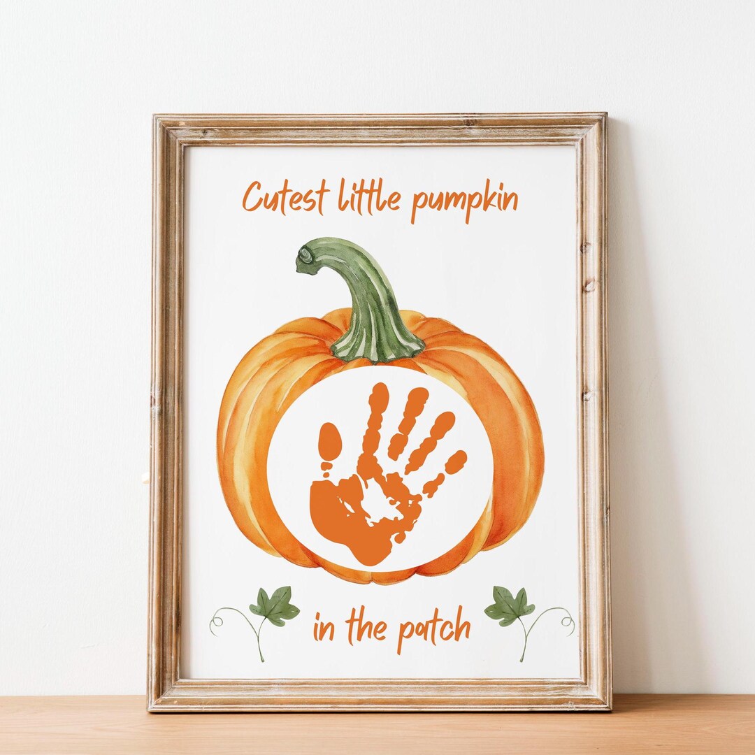 Pumpkin Handprint Craft, Printable Thanksgiving Kids Activity, Fall ...