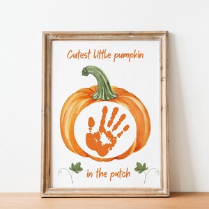 Pumpkin Handprint Craft, Printable Thanksgiving Kids Activity, Fall ...