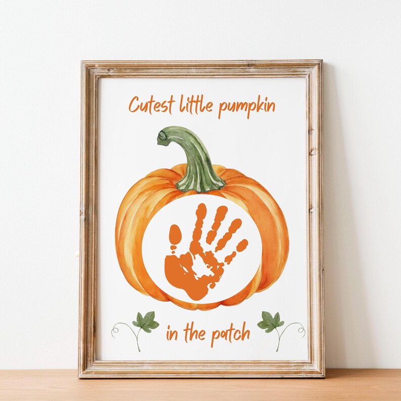 Pumpkin Handprint Craft, Printable Thanksgiving Kids Activity, Fall ...
