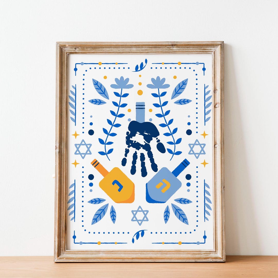 Hanukkah Dreidel Handprint Art, Printable Chanukkah Craft for Kids ...