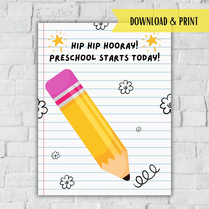 First Day of Preschool Handprint Art, Back to School Printable Craft ...