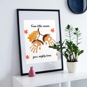 Little Acorns Handprint Craft, Printable Fall Oak Tree Art, Preschool ...