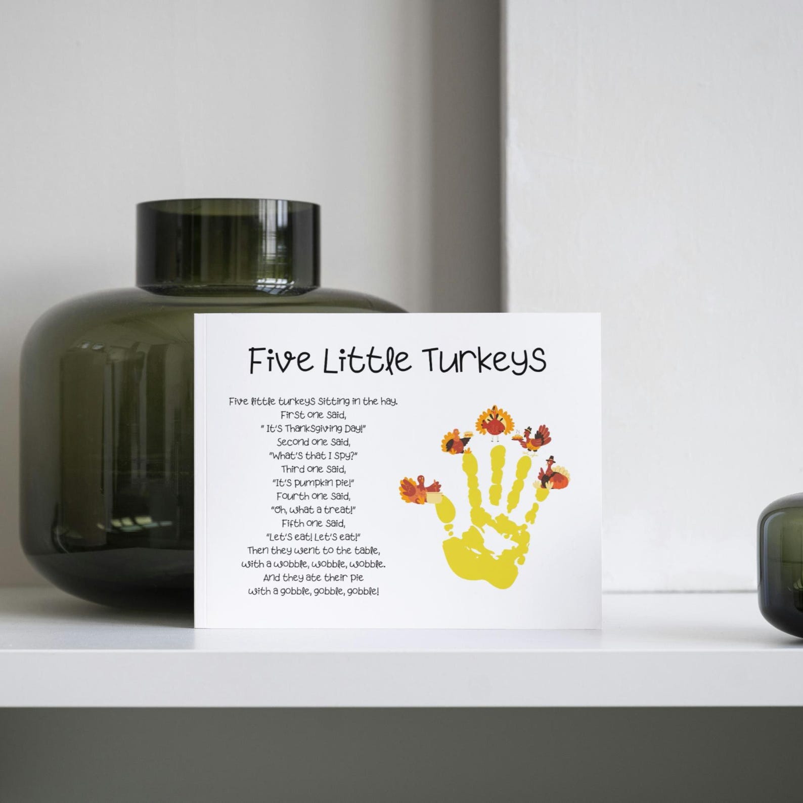 Five Little Turkeys Handprint Art, Preschool Thanksgiving Craft, 5 ...
