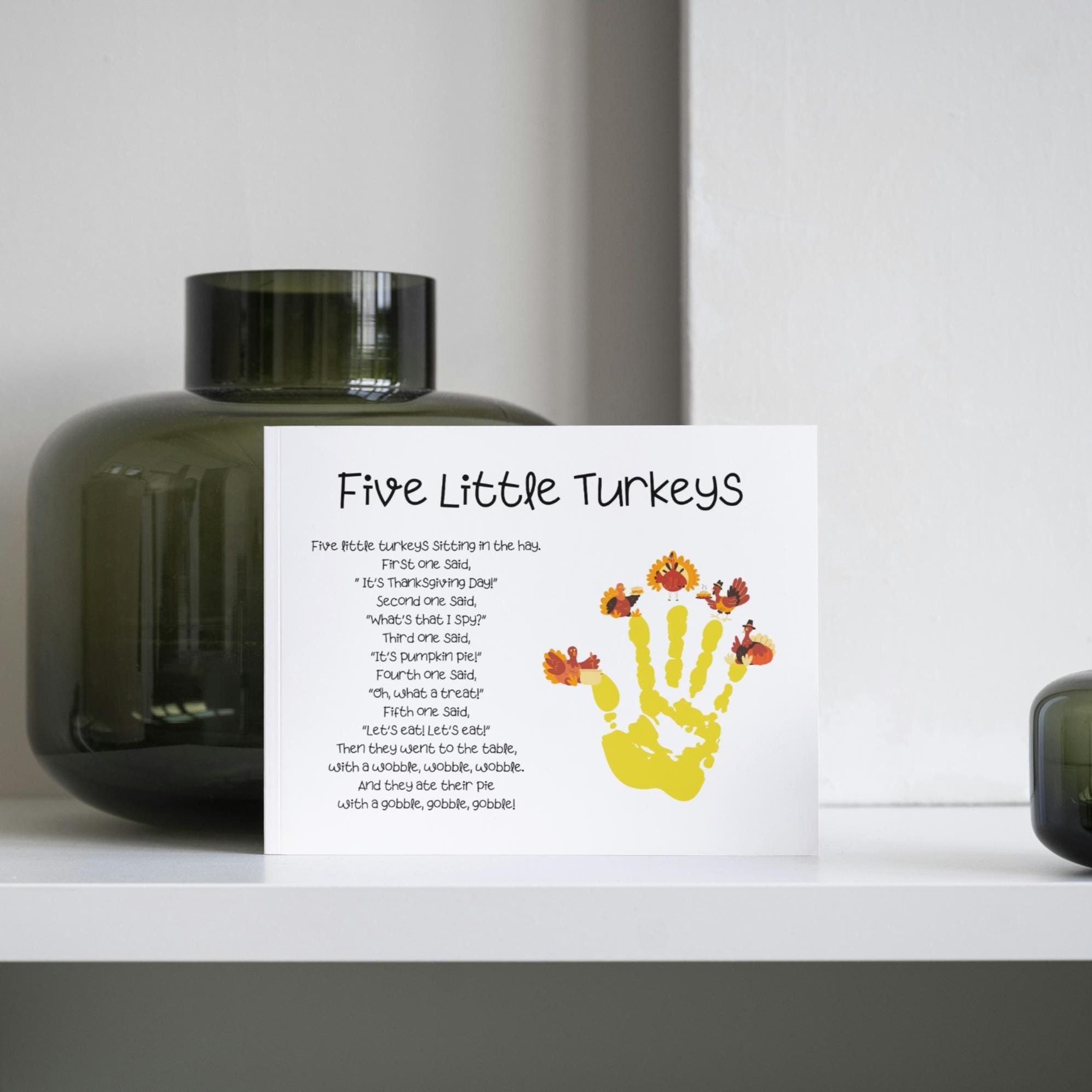 Five Little Turkeys Handprint Art, Preschool Thanksgiving Craft, 5 ...