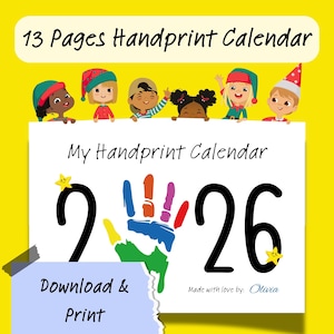 2026 Handprint & Footprint Calendar, 12 Months Memory Book, Preschool ...
