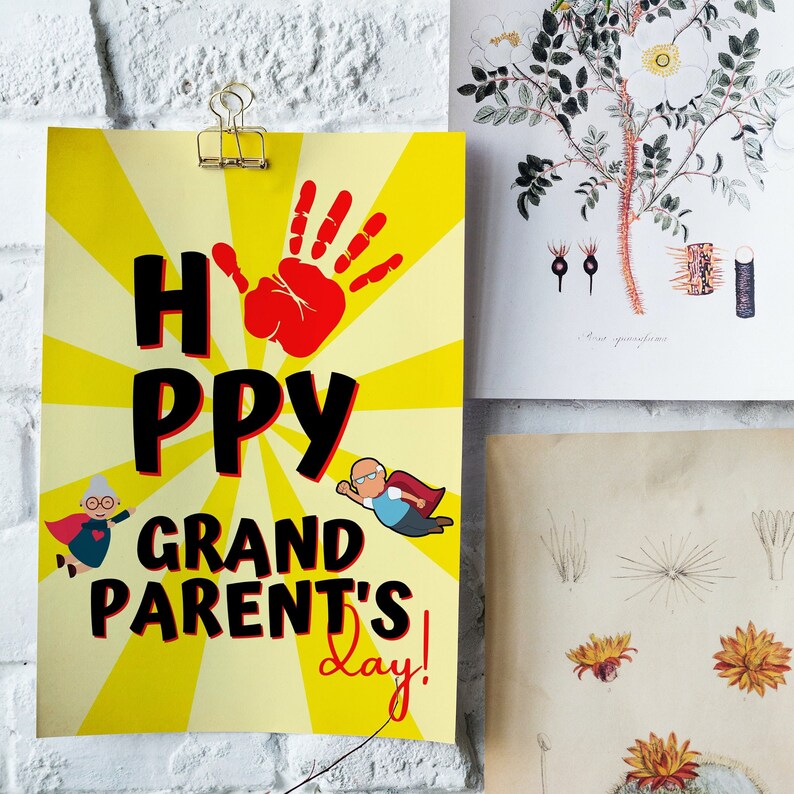 Grandparents Day Handprint Craft, Printable Kids Activity, Superhero ...