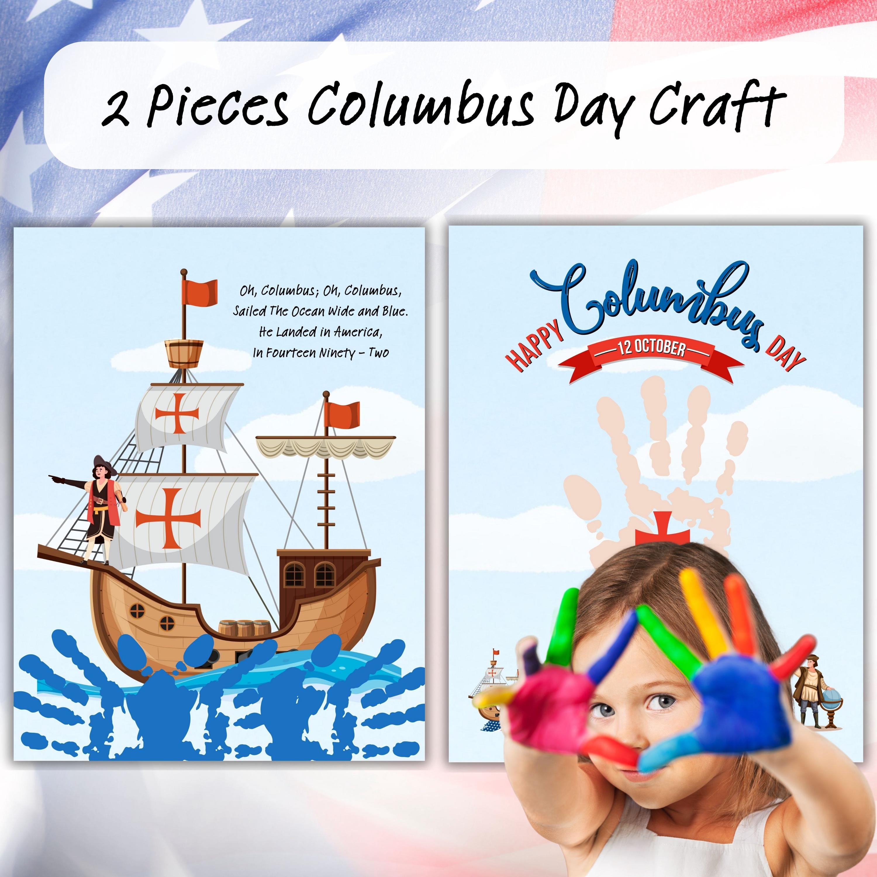 Columbus Day Handprint Set, Printable Christopher Columbus Craft, USA ...