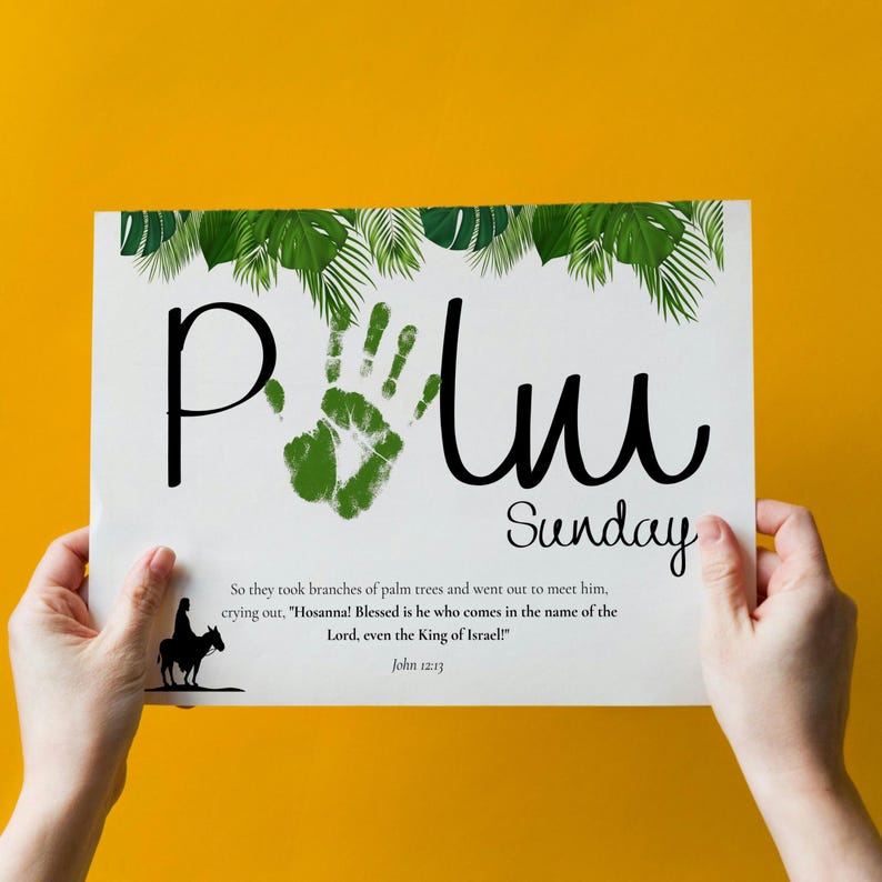 Palm Sunday Handprint Art, Easter Story Craft, Bible Activity for Kids ...