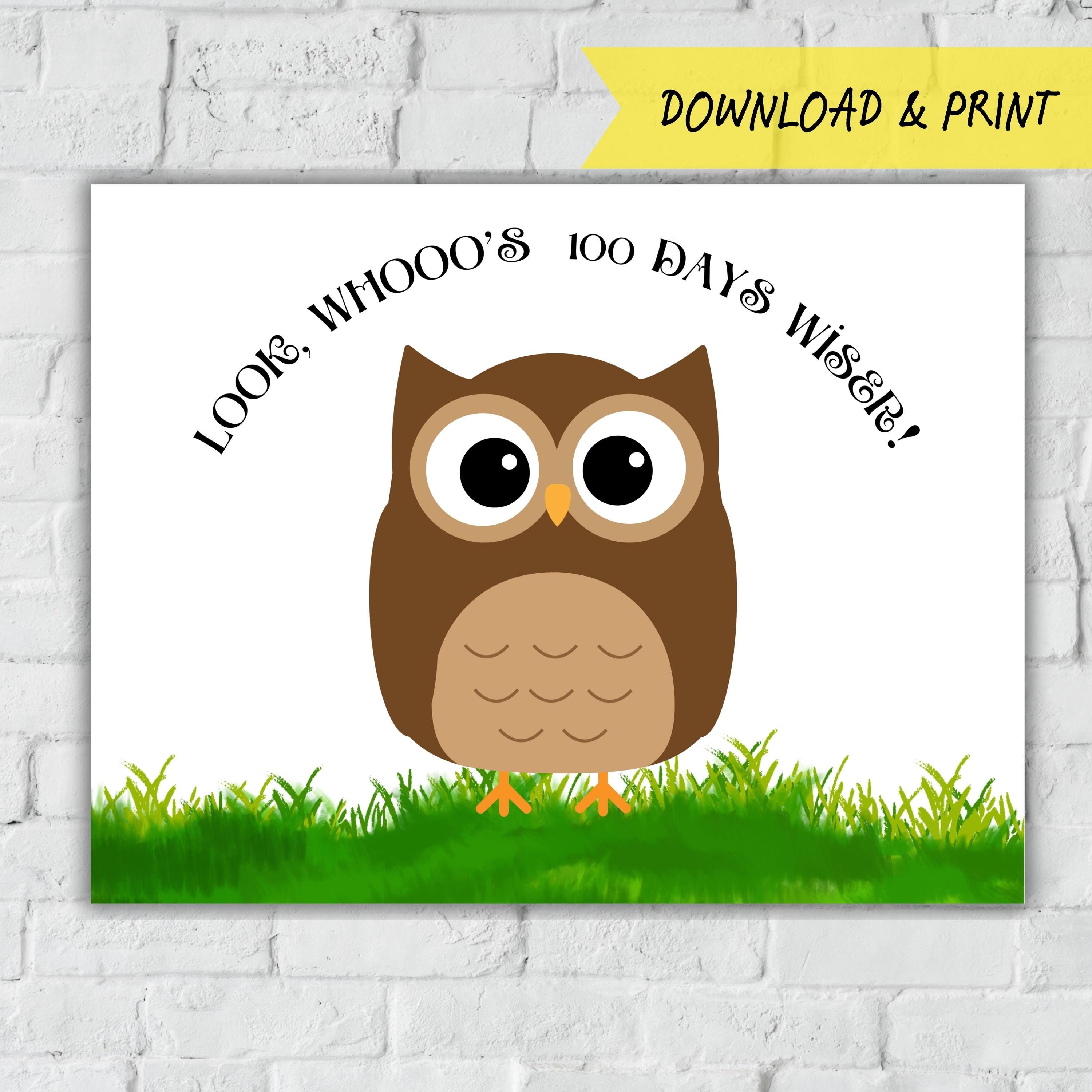 100 Days Wiser Handprint Art, Owl Handprint Craft, 100th Day of School ...