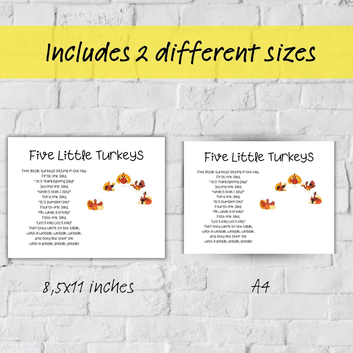 Five Little Turkeys Handprint Art, Preschool Thanksgiving Craft, 5 ...