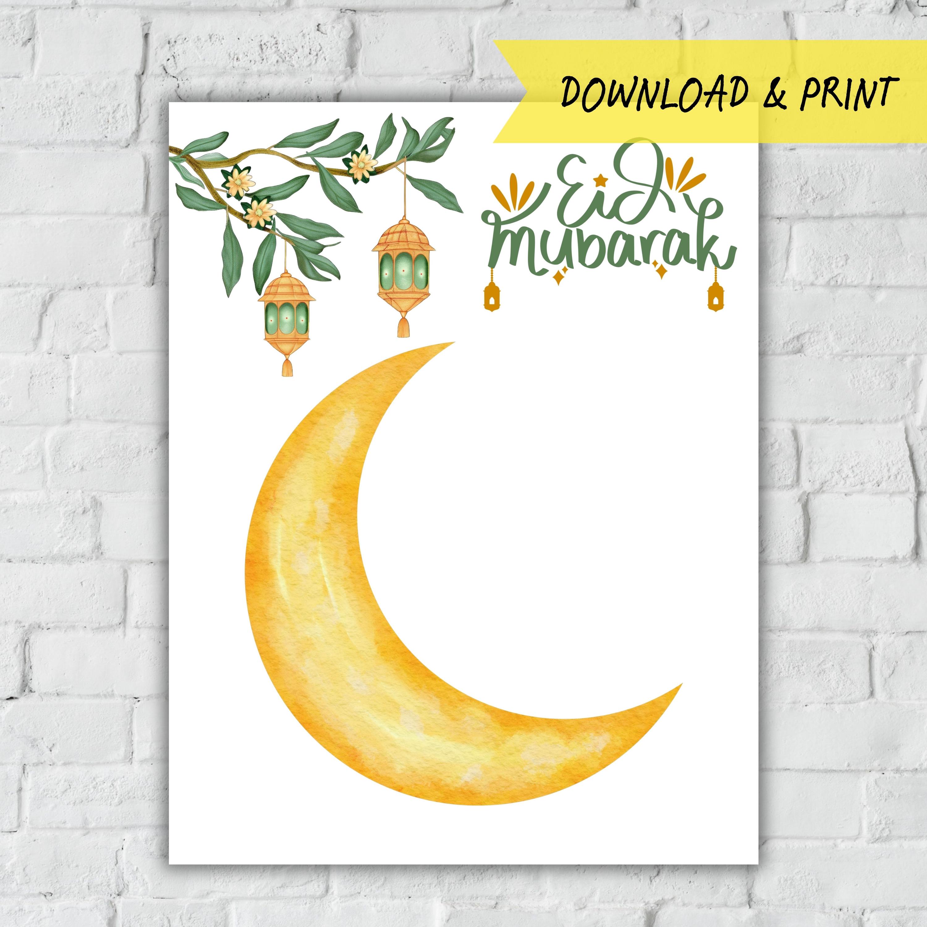 Eid Mubarak Handprint Art, Printable Ramadan Craft, Preschool Islamic ...