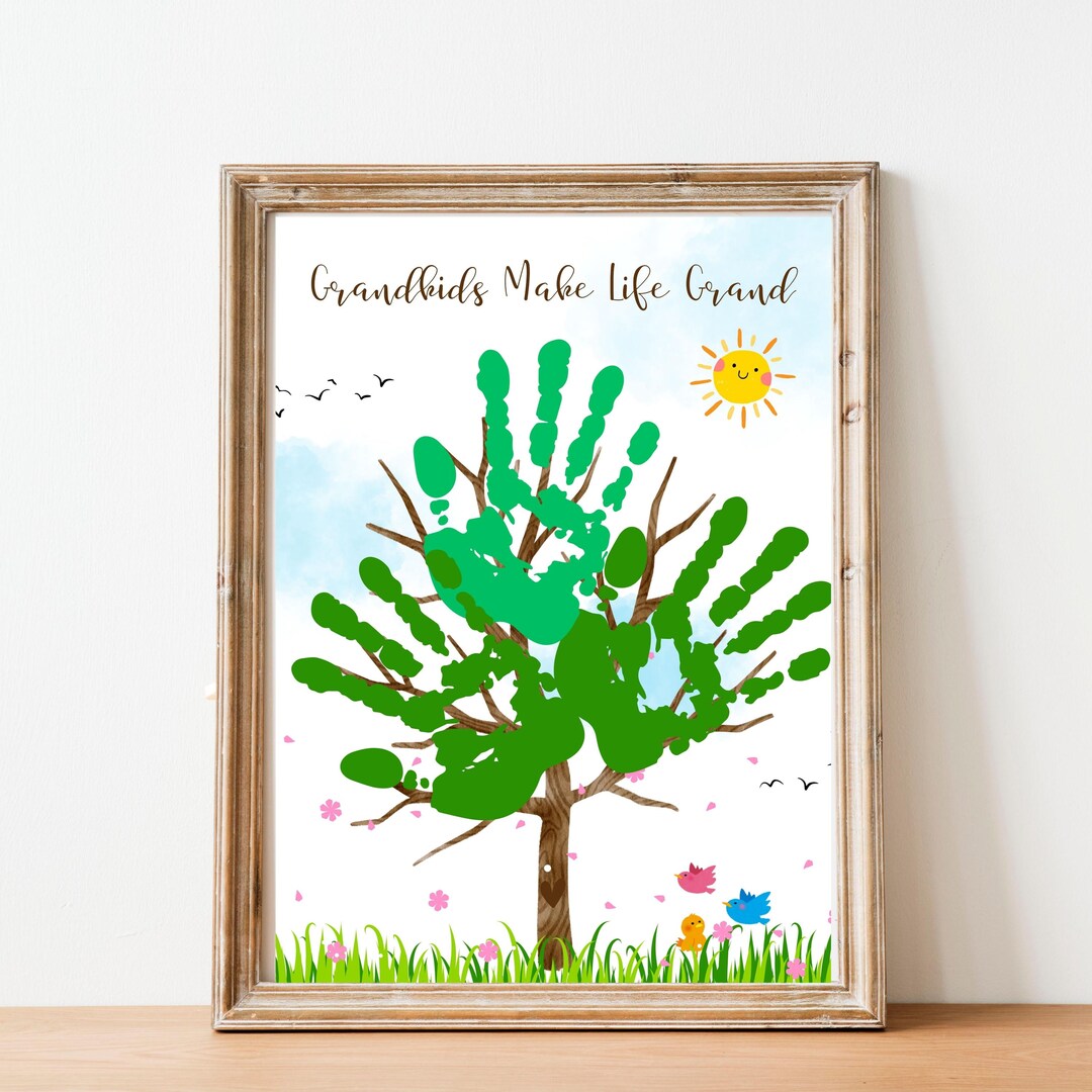 Grandparents Day Handprint Tree Craft, Grandkids Make Life Grand, Gift ...