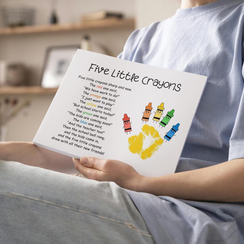 Five Little Crayons Poem, Back to School Handprint Art, First Day ...