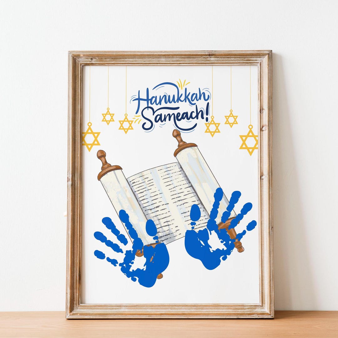 Hanukkah Handprint Art Printable, Jewish Holiday Craft, Hanukkah ...