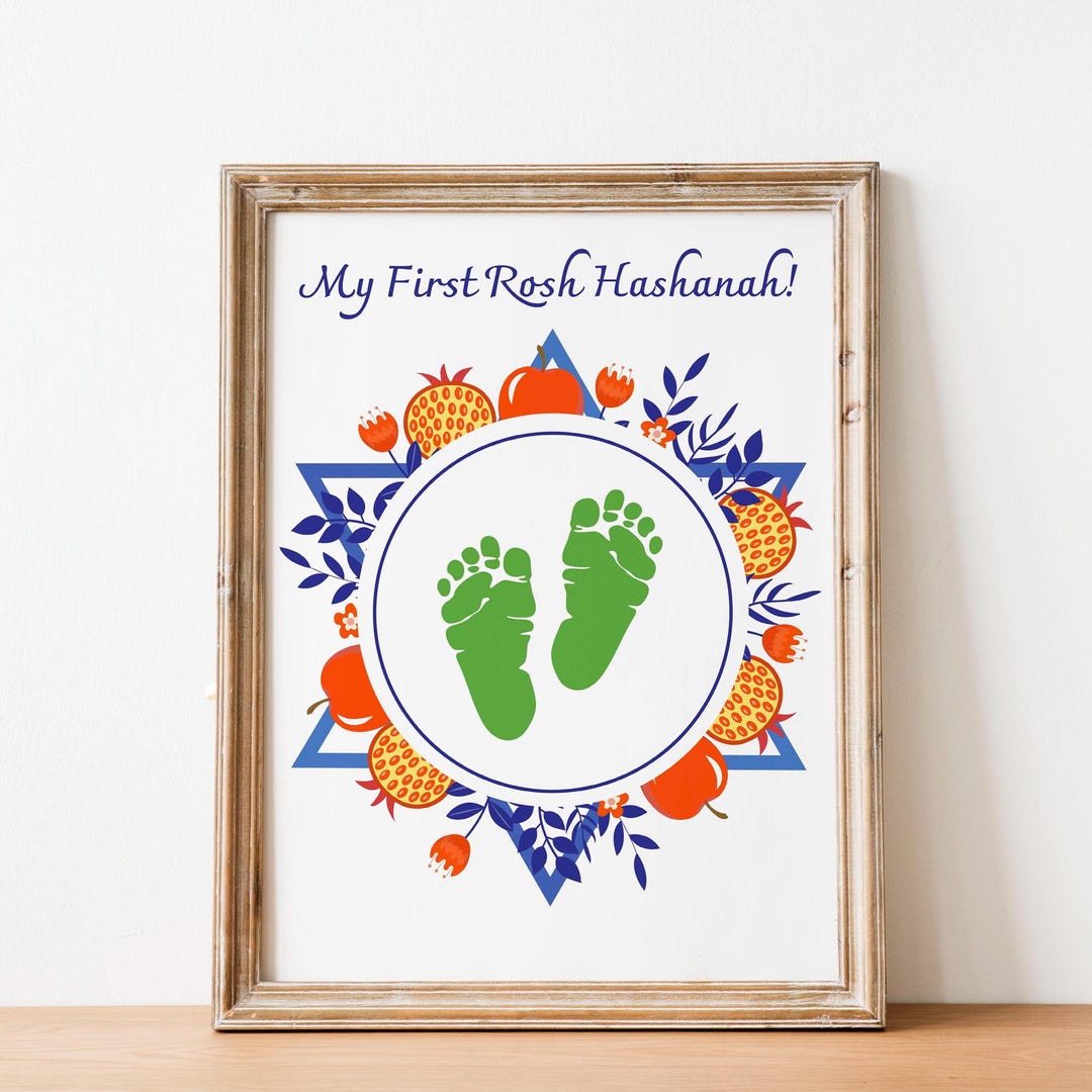 Baby's 1st Rosh Hashanah Footprint Art, My First Rosh Hashanah ...