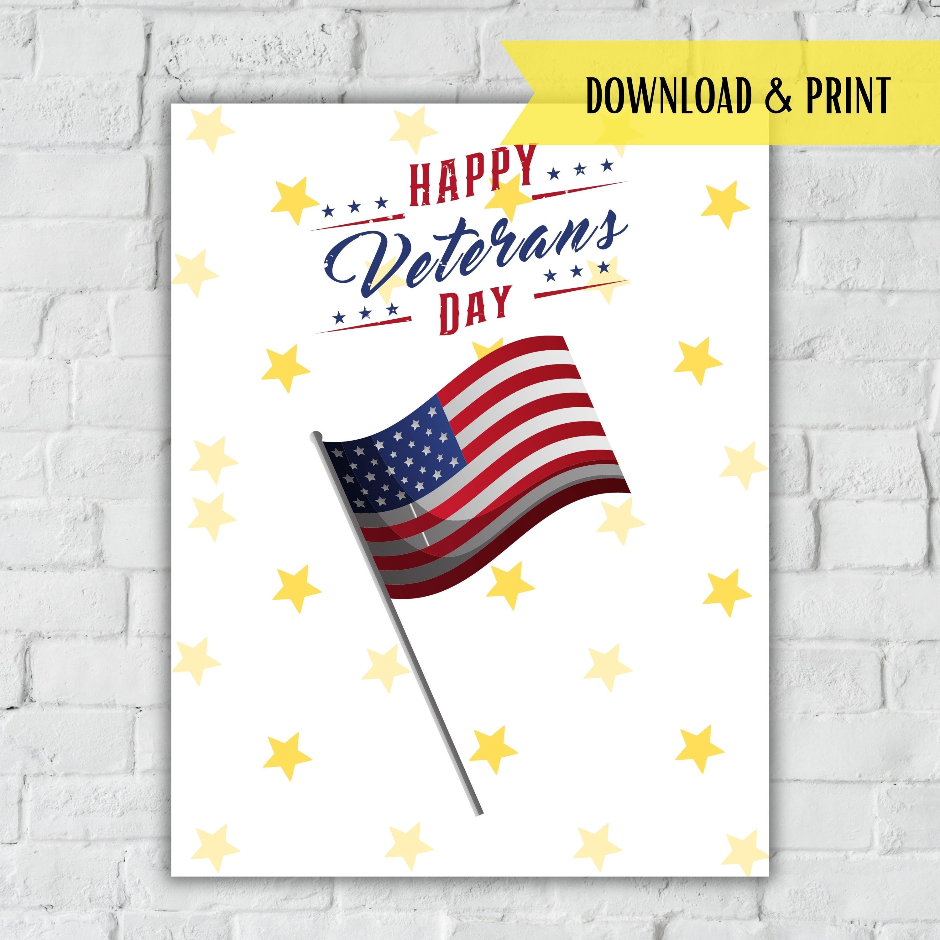 Veterans Day Handprint Craft for Kids, Printable USA Veterans Day Card ...
