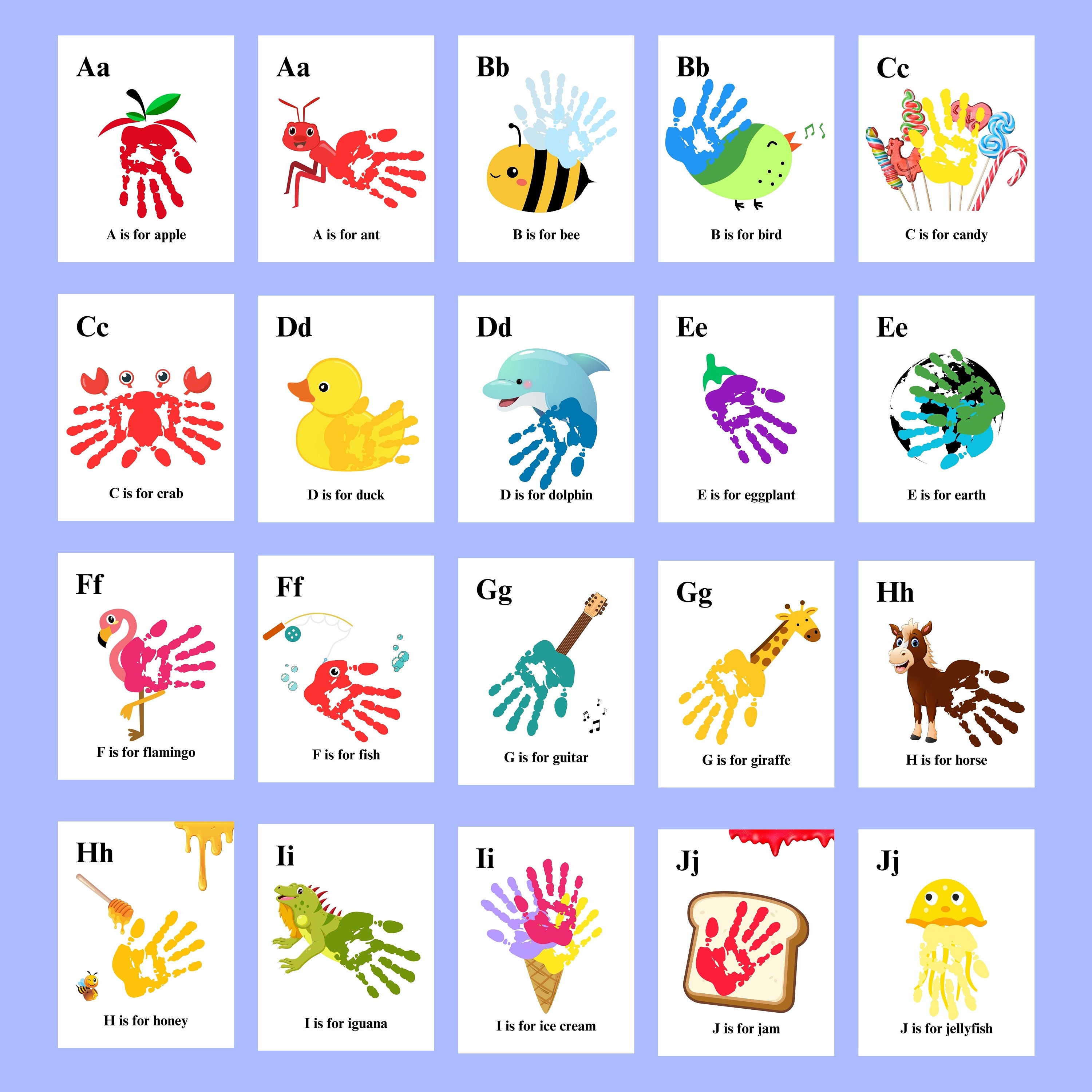 Alphabet Handprint Craft, Printable Alphabet Book, ABC Craft for Kids ...