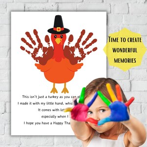 Thanksgiving Turkey Handprint Art, Printable Thanksgiving DIY Activity ...