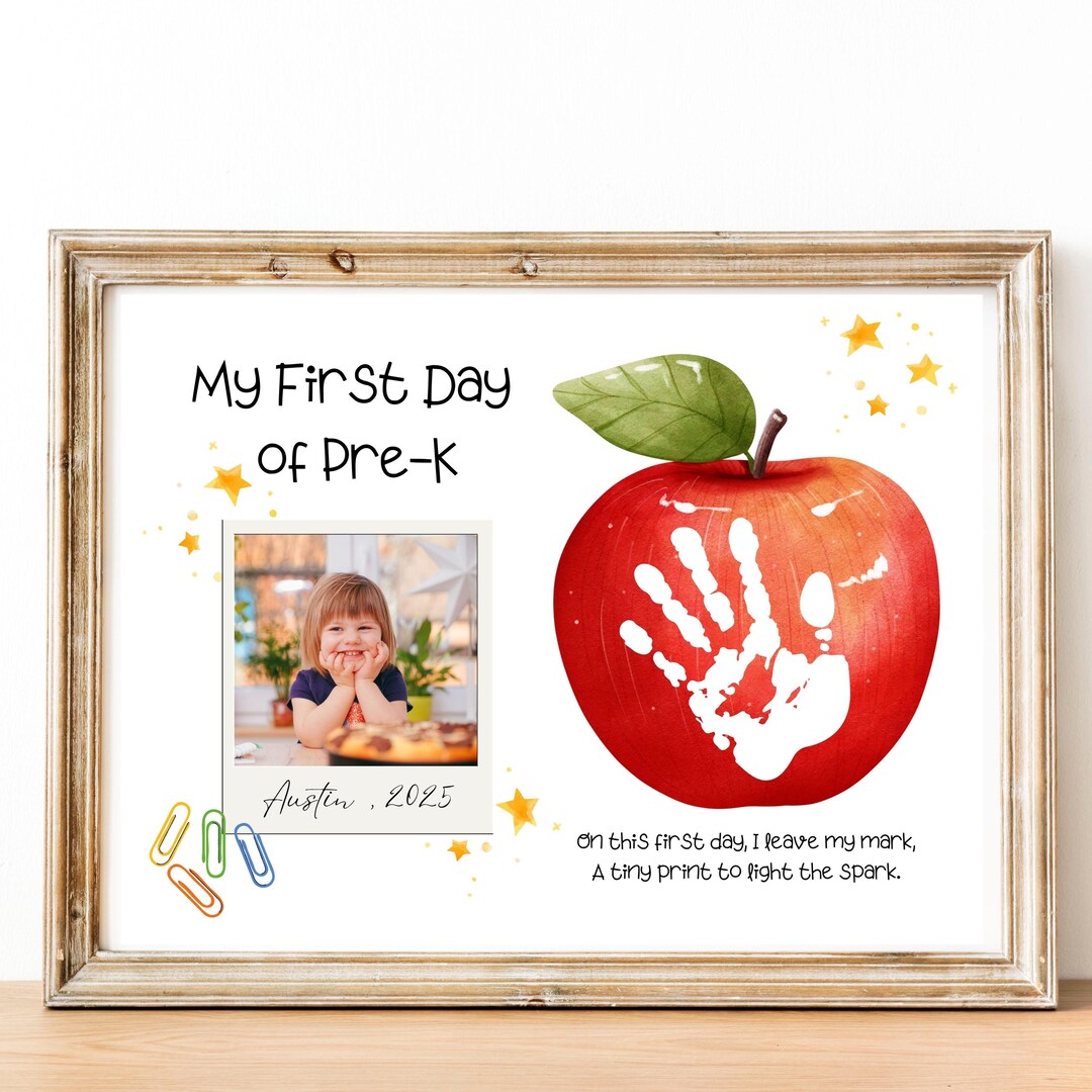 First Day of Pre-k Handprint Art - Interview, Back to School Printable ...