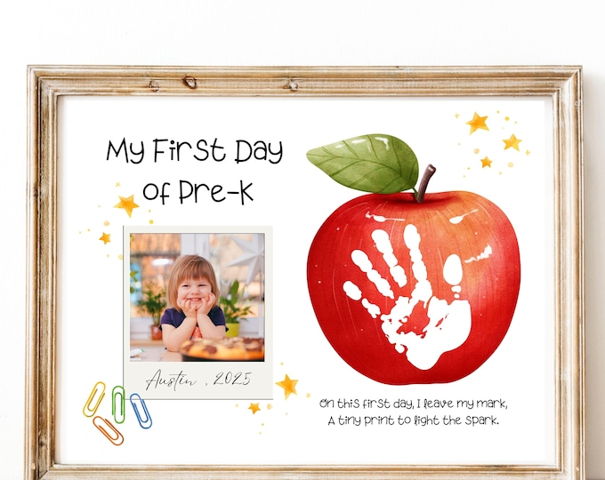 First Day of School Handprint Art, 2025 Back to School Craft, Printable ...