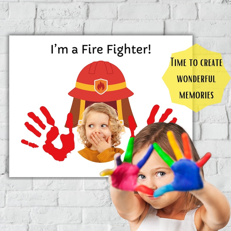 Firefighter Handprint Activity for Kids, Fire Safety Prevention Week ...