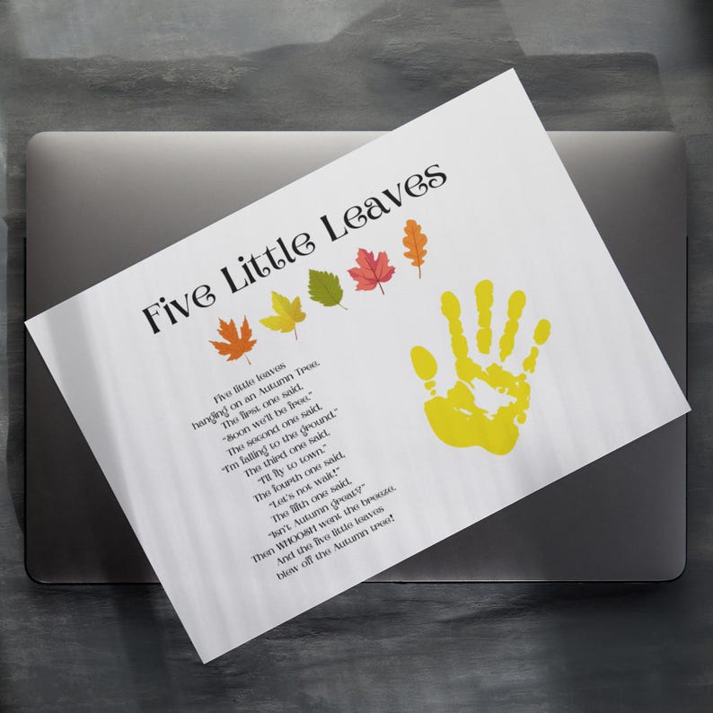 Fall Leaves Handprint Craft, Five Little Leaves Poem, Printable Autumn ...