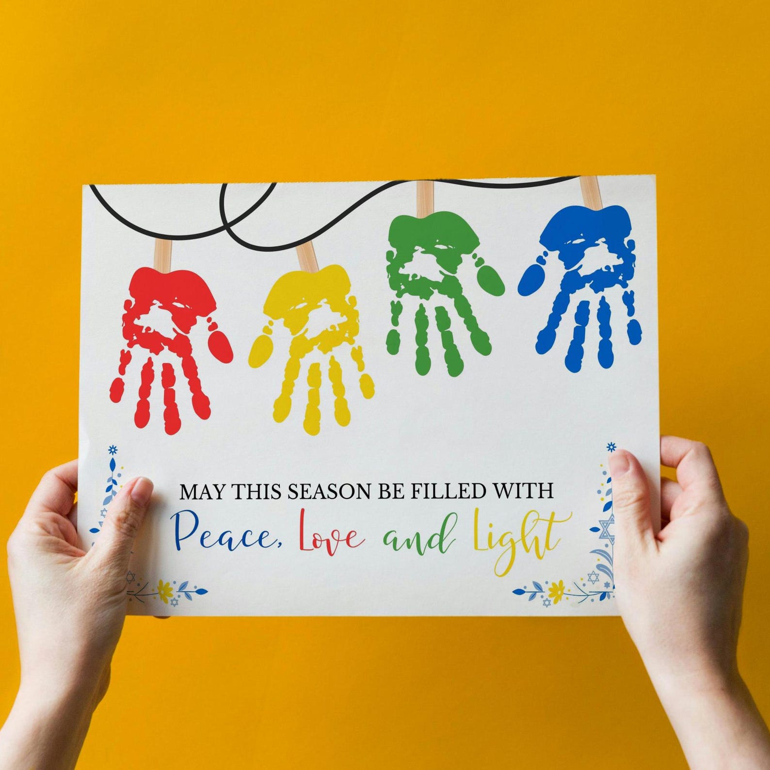 Dreidel Garland Handprint Art, Printable Hanukkah Craft, Jewish Holiday ...