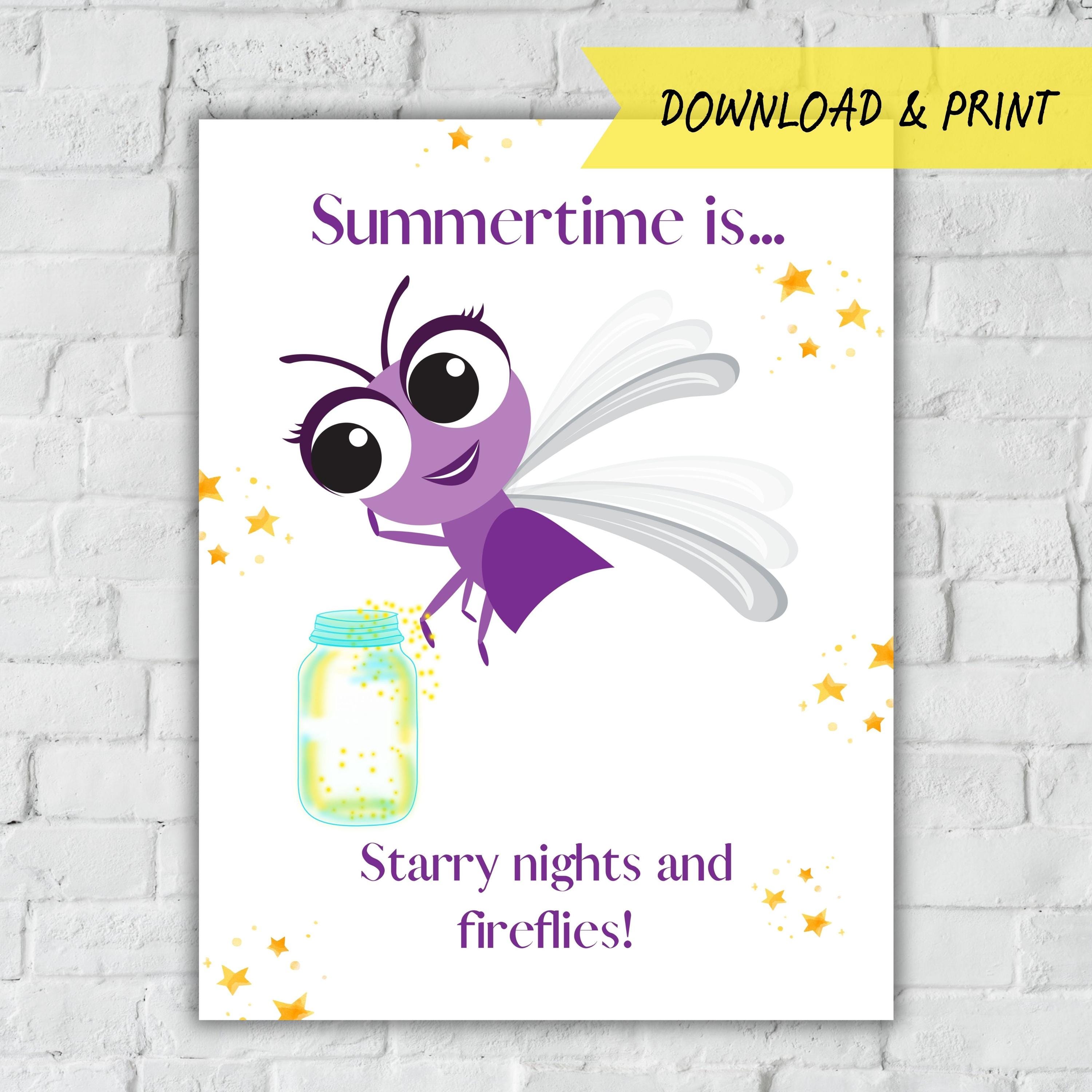 Firefly Handprint Art, Summer Activity for Kids, Printable Firefly Art ...