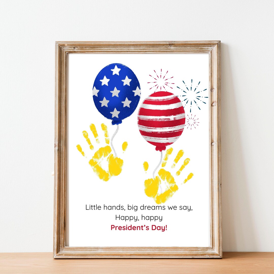 Presidents Day Handprint Art: USA Presidents Craft, Printable Patriotic ...