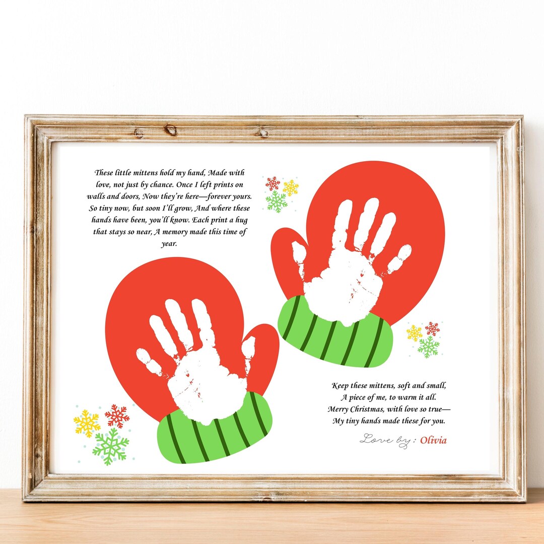 Christmas Mitten Poem Handprint Craft: Printable Winter Keepsake ...