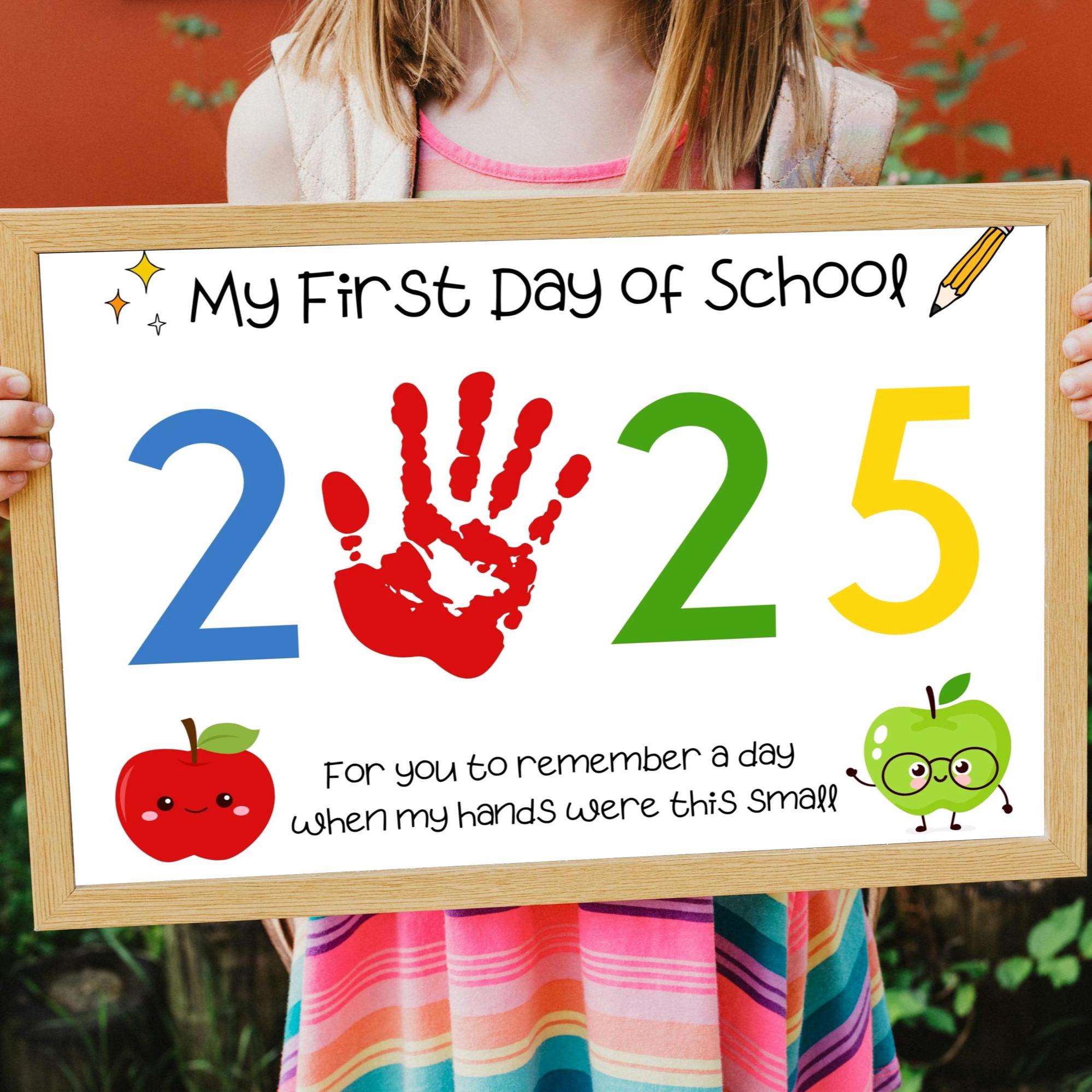 First Day of School Handprint Art, 2025 Back to School Craft, Printable ...