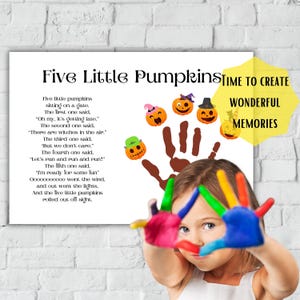 Five Little Pumpkins, Halloween Handprint Art, Printable Halloween ...