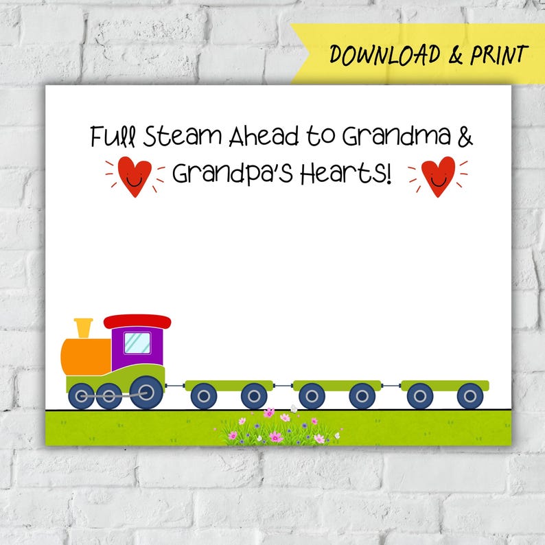 Grandparents Day Handprint Train Craft, Keepsake Gift for Grandma ...
