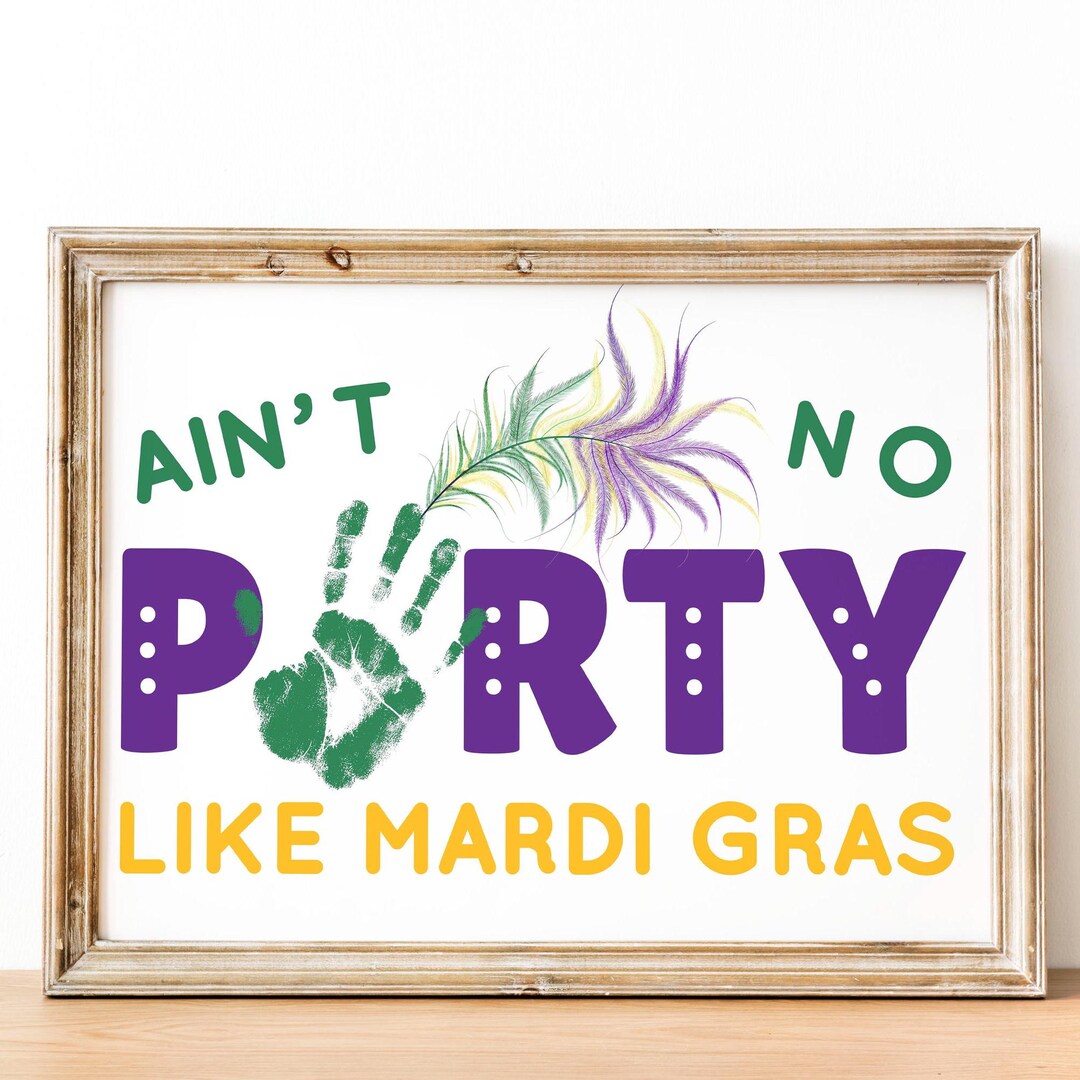 Mardi Gras Handprint Art, Happy Mardi Gras Craft, Toddler, Preschool ...