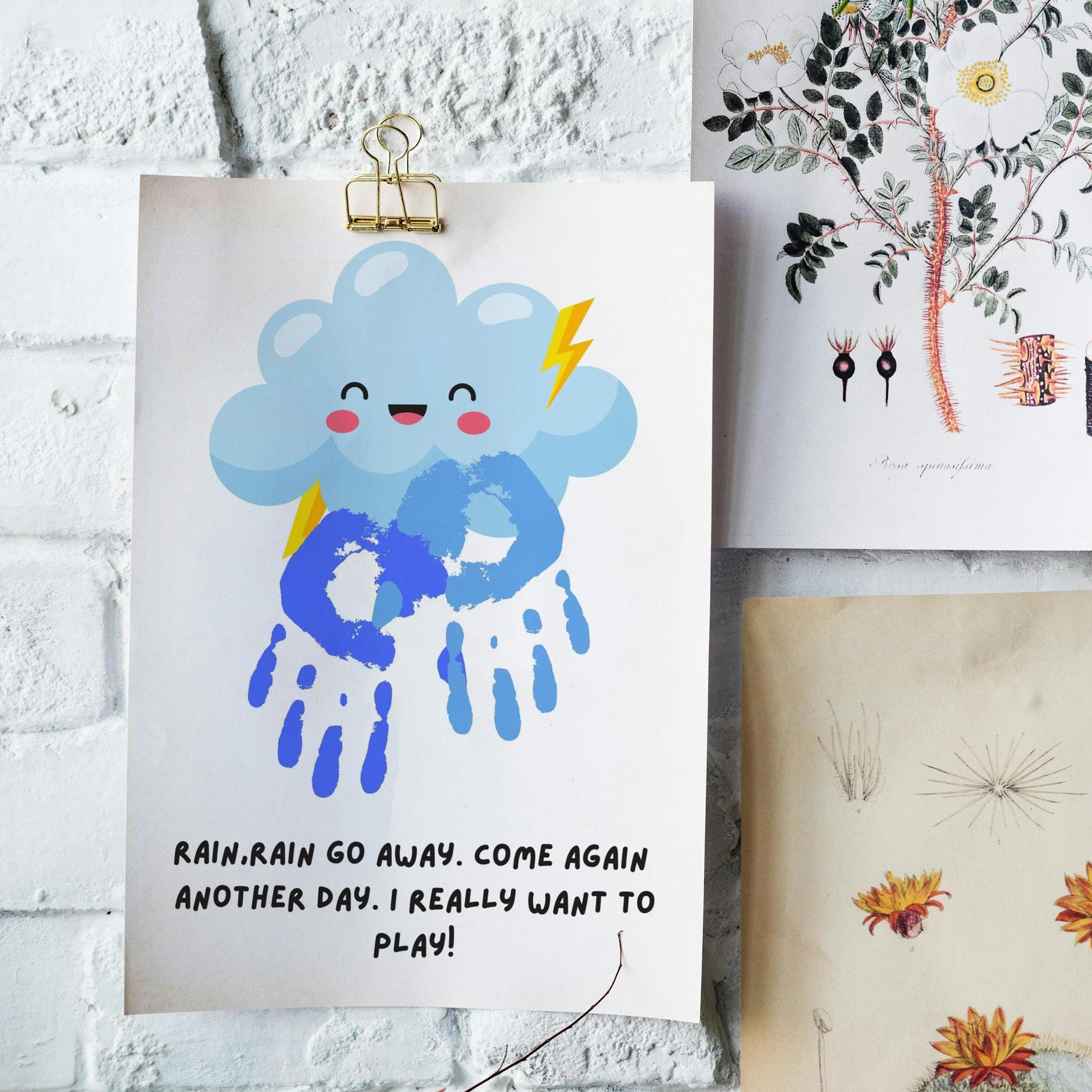 Rain, Rain Go Away, Spring Handprint Art, Weather Activity for ...