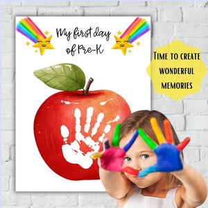 First Day of Pre-k Handprint Craft, First Day School Sign, Printable ...