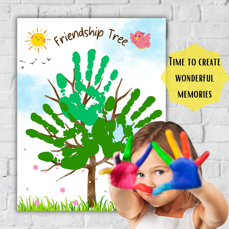 Friendship Day Handprint Craft, Printable Friendship Tree, DIY Kids ...