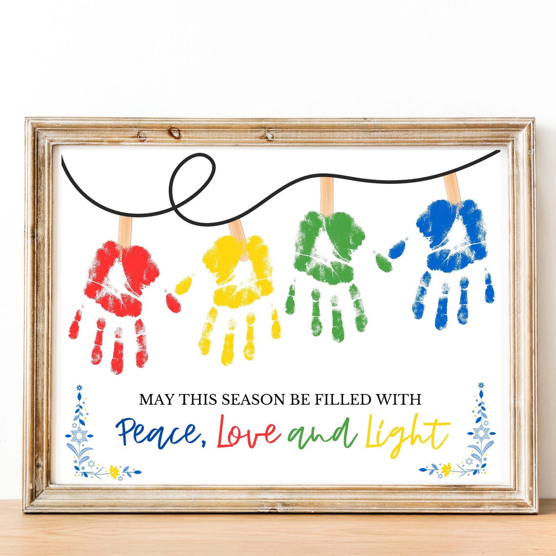 Hanukkah Handprint Craft: Dreidel Garland Art, Jewish Holiday Activity ...