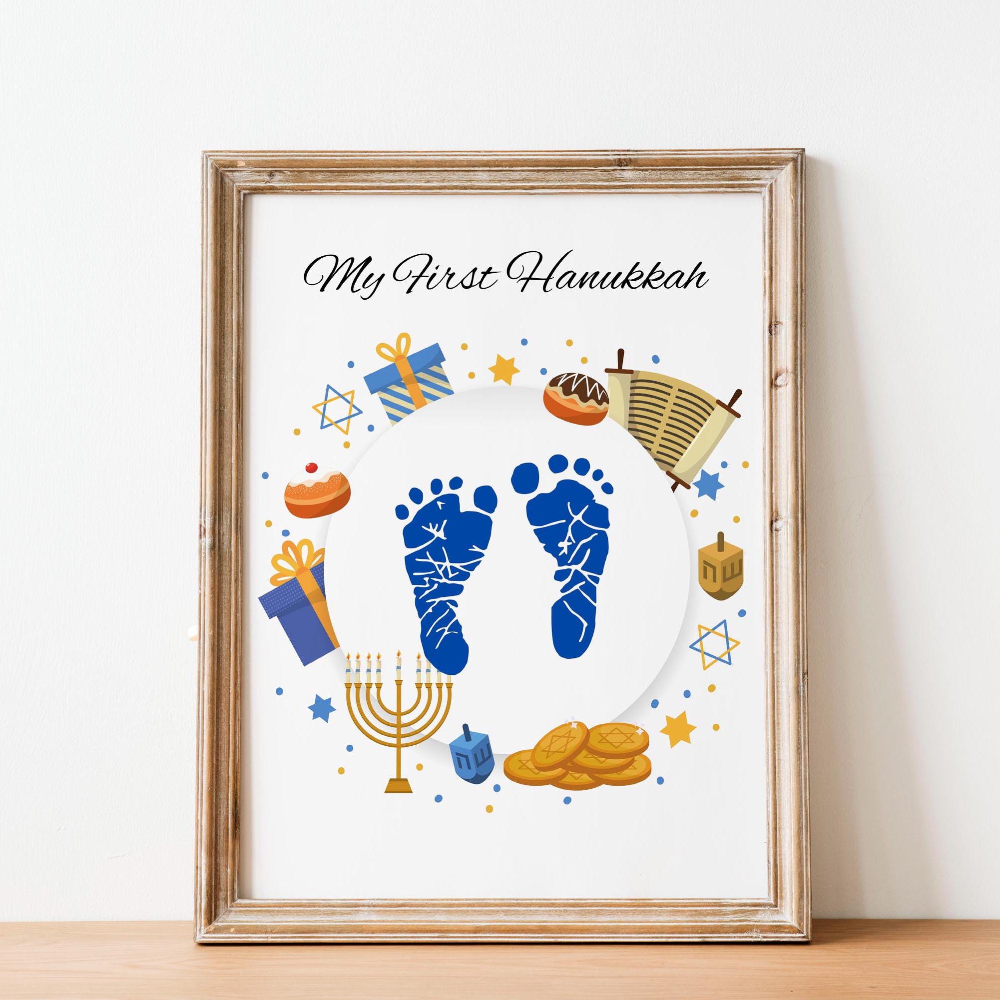 Baby's First Hanukkah Footprint Art, Printable 1st Hanukkah Activity ...