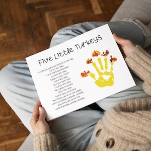 Five Little Turkeys Handprint Art, Preschool Thanksgiving Craft, 5 ...