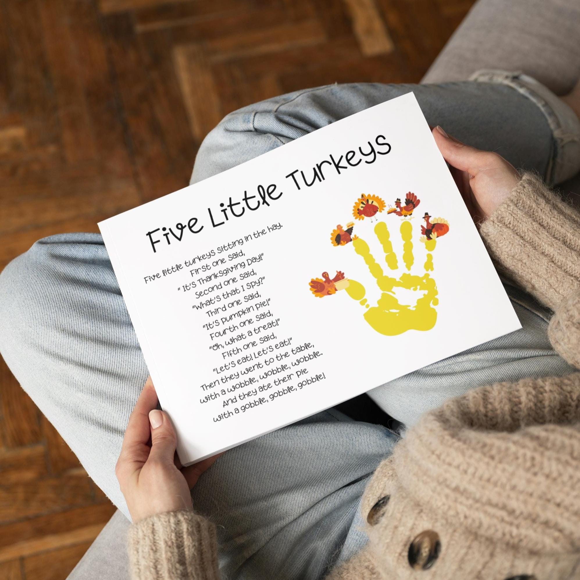Five Little Turkeys Handprint Art, Preschool Thanksgiving Craft, 5 ...