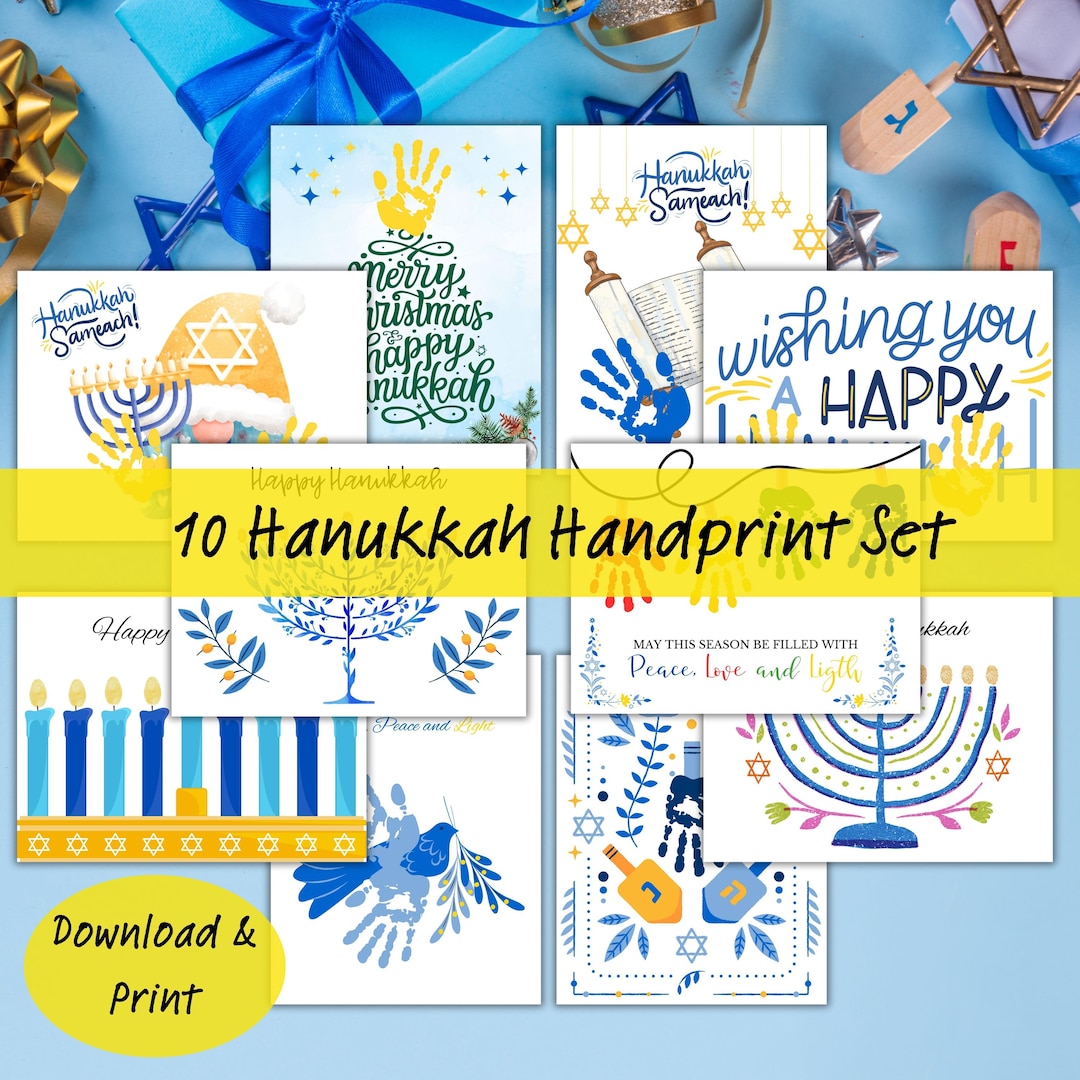 Hanukkah Handprint Art Bundle, Printable Jewish Holiday Activity ...