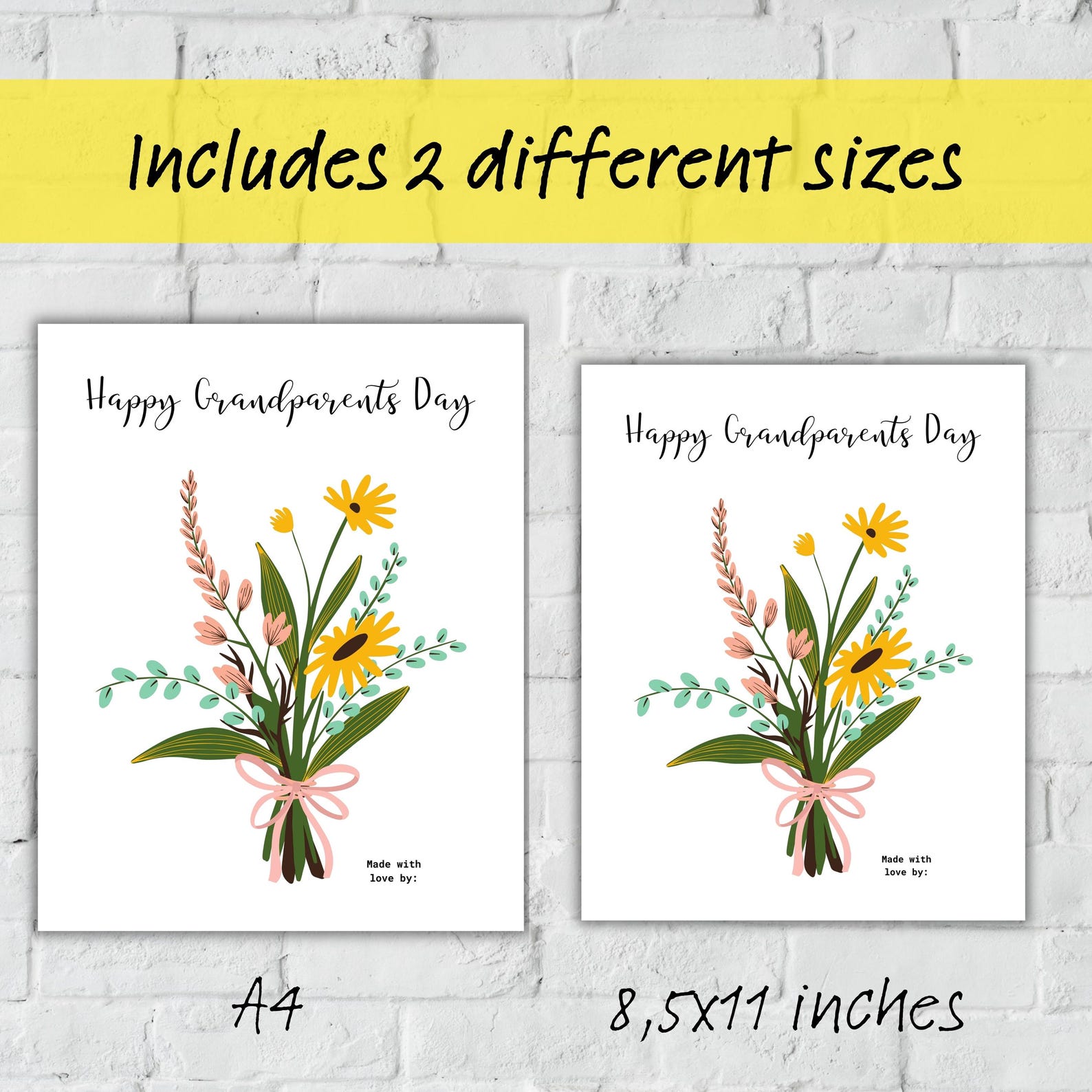 Grandparents Day Handprint Art, Flower Bouquet Craft, Gift From ...
