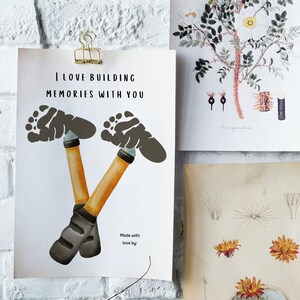 Footprint Gift for Dad, Printable Father's Day Art, Hammer Footprint ...