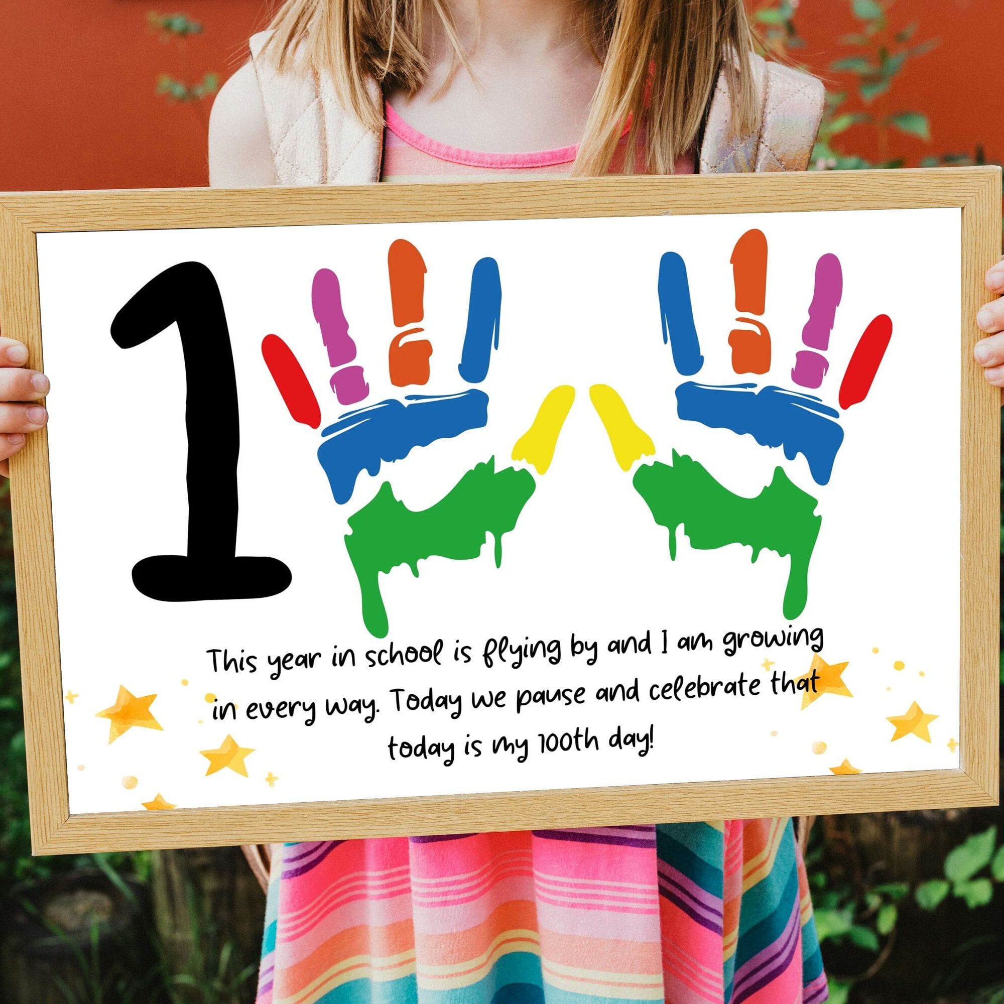 100th Days of School Handprint Craft, 100th Day Handprint Keepsake ...